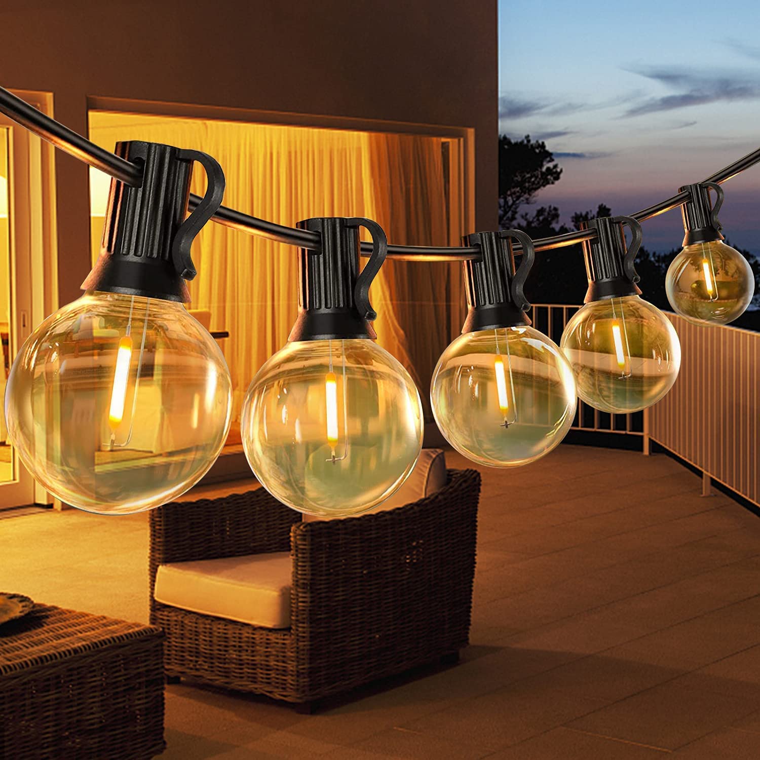 Novtech LED Outdoor String Lights G40 Globe String Lights 32FT with 30 Bulbs, Waterproof Patio String Lights Outdoor Decorative String Lights for Home Backyard Garden Patio, UL Standard, Warm White