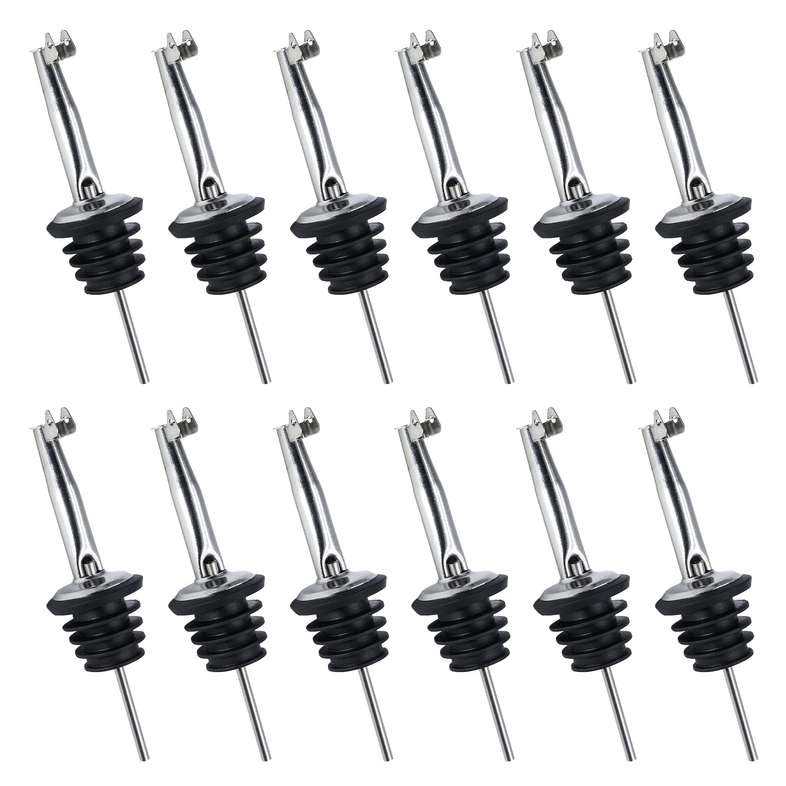 Unlorspy 12PCS Stainless Steel Bottle Pourers, Liquor Pour Spouts Set with Flip Top for About 3/4" Bottle Mouth