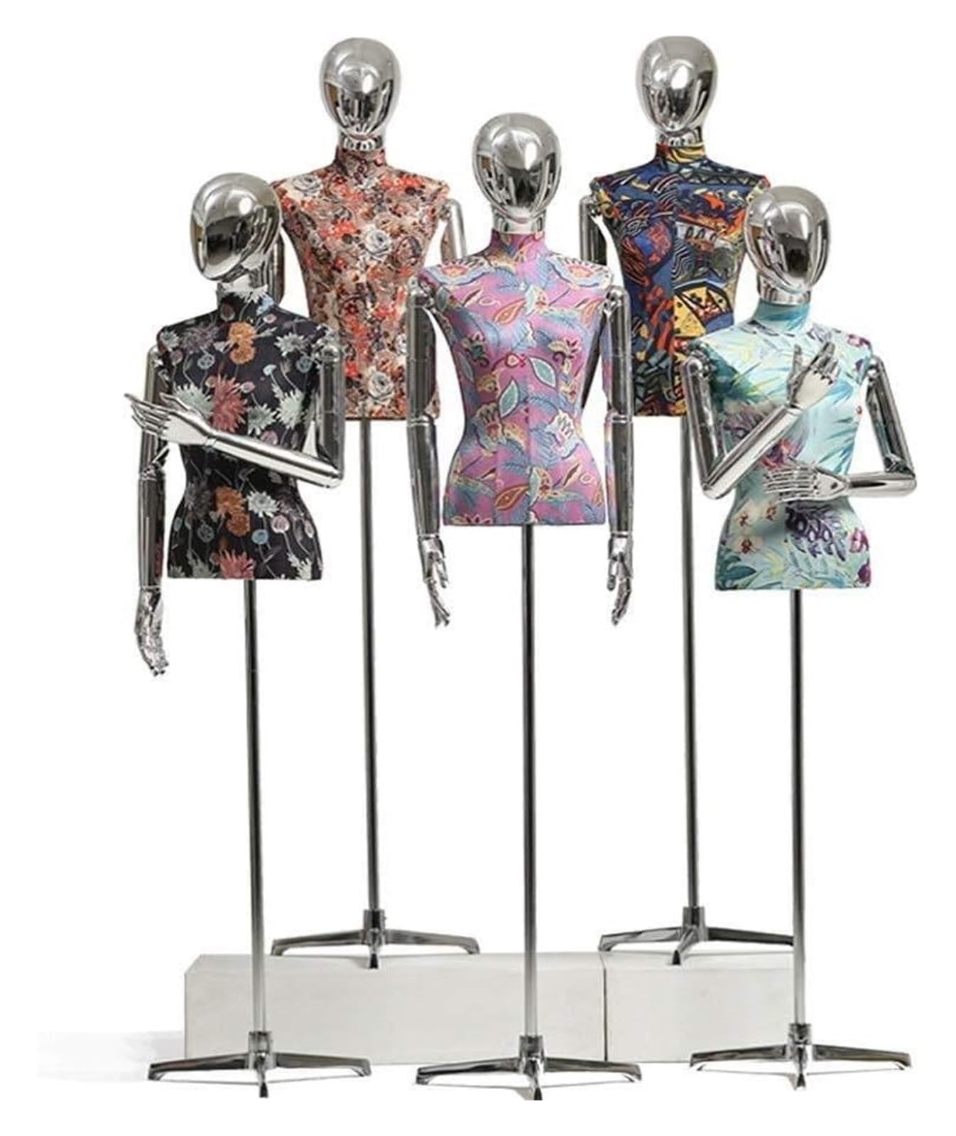 Mannequin Tailors Dummy Dress Form Female Tailors Dummy Dressmakers Dummies Display Bust Silver Plated Arm with Plastic Detachable for Apparel Jewelry Show