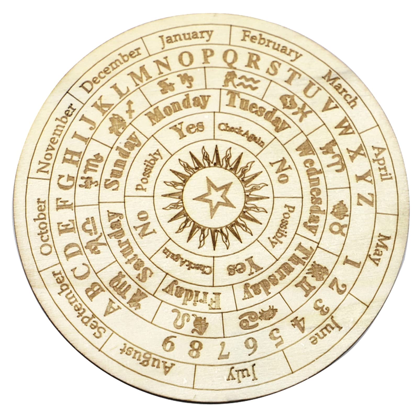 warkul Wooden Ouija Board Polished Burr-Free Divination Metaphysical Message Board for Home Wiccan Altar Board