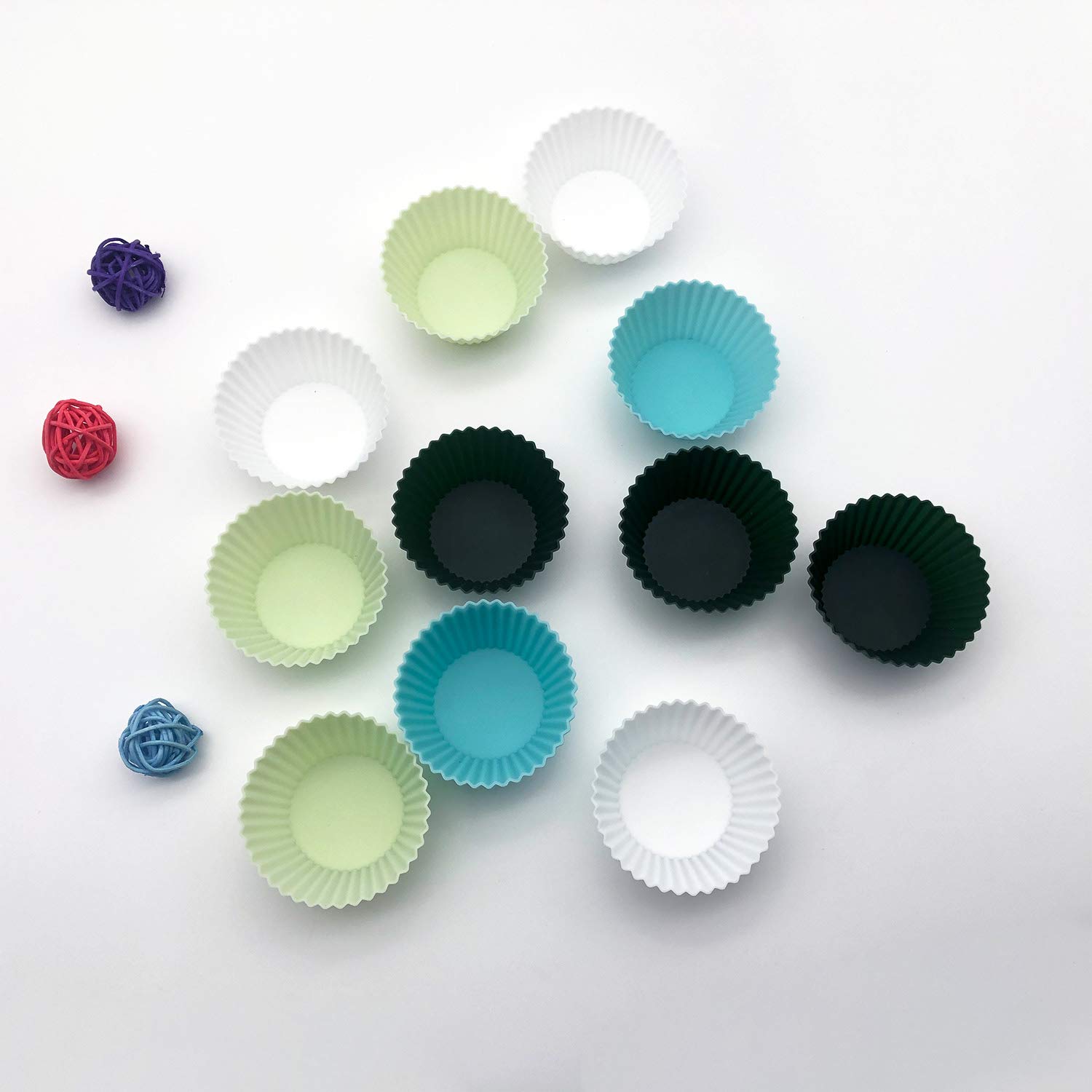 TeaRoo Silicone Baking Cups, Reusable Cupcake Muffin Liners Non-Stick Cup Cake Molds Tip Cup, Pack of 12 Standard Size Cupcake Holder