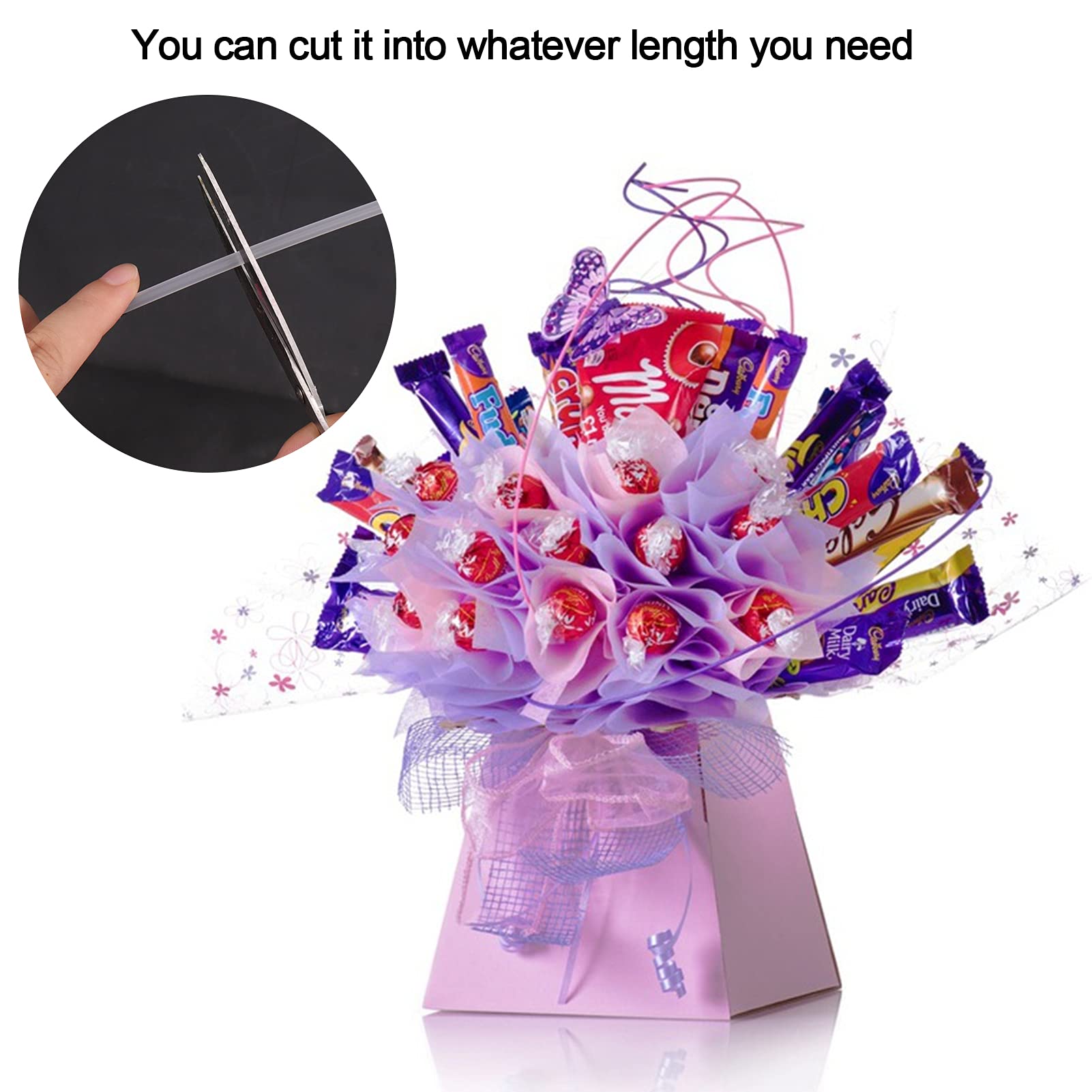 Palksky Cake Pop Sticks for Candy Bouquets, 100-Count 15 Inch Clear Lollipop Sticks for DIY Cookie Bouquet Gift