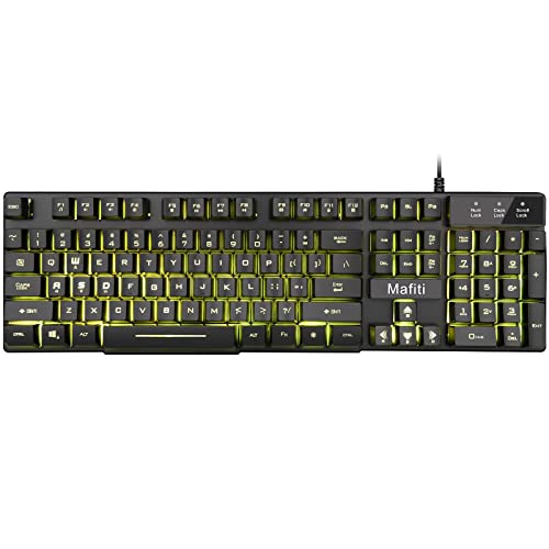 mafiti Gaming Keyboard Wired USB Full Size 3-Colors Backlight Keyboards for Computer Desktop PC Laptop Windows