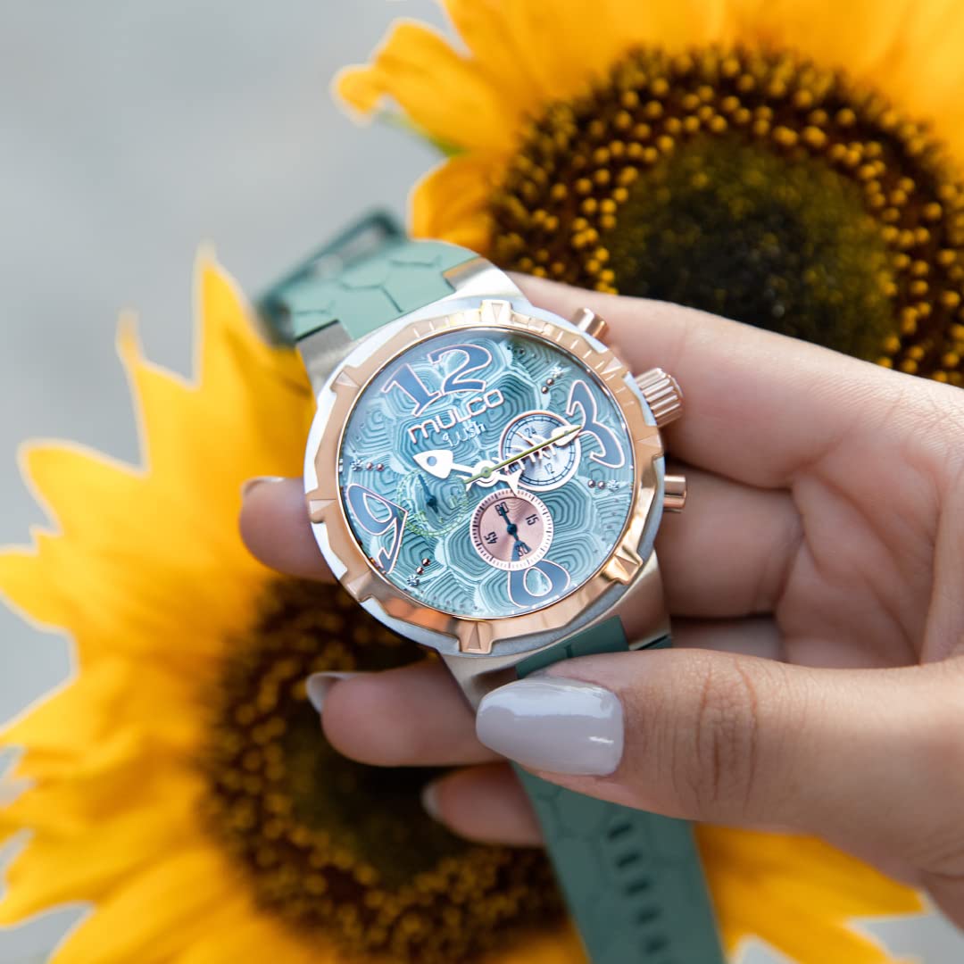 MULCO Lush Rio Watches for Women Quartz Analog Movement Tortoise Embossed - Texture Color Accent - Mineral Anti Scratching Coating and Water Resistant