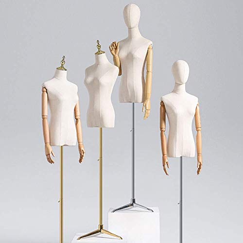 Mannequin Torso Mannequin Dress Form Torso Apparel Jewelry Display Stand Female Tailors Dummy Dressmakers Dummies Fashion Torso Body Display Bust with Solid Wood Arm Rota