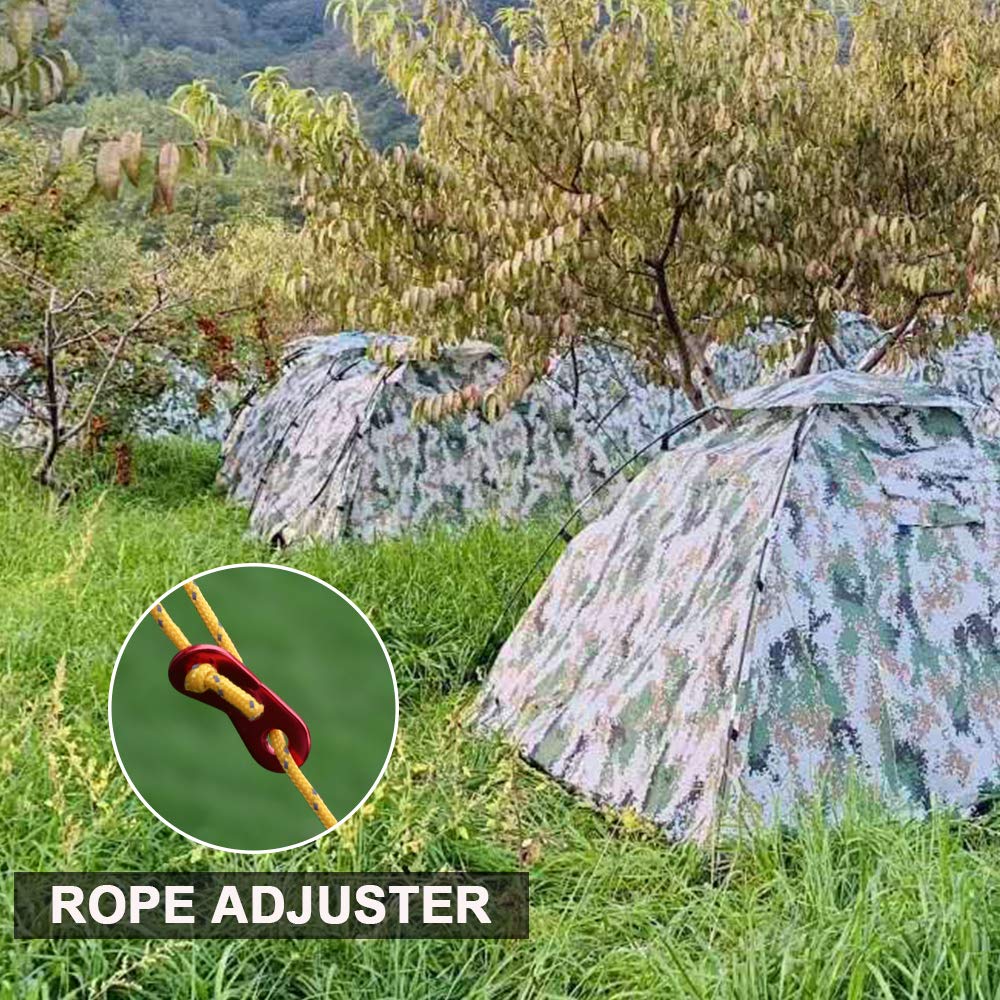 MAGARROW Guyline Cord Adjusters Tent Aluminium Alloy Rope Adjuster Hiking Adjusters (Red-2 Holes (20-PCS))