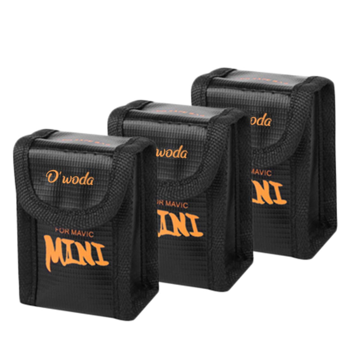 O'woda Battery Safe Bag for DJI Mini 2 Accessories, 3 Pcs Fireproof Explosion-Proof Case Lipo Batteries Protector Storage Pouch for DJI Mini 2 Batteries, Black