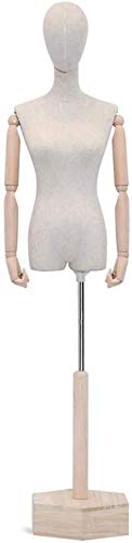Mannequin Torso Mannequin Dress Form Torso Female Tailors Dummy Dressmakers Dummies Fashion Students Display Bust with Solid Wood Arm Height Adjustable for Apparel Jewelr