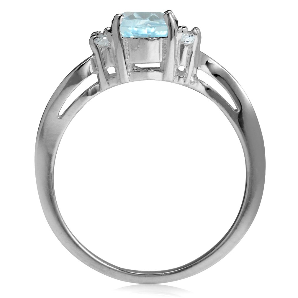 Silvershake 1.52 Carat Genuine Blue Topaz White Gold Plated 925 Sterling Silver Engagement Ring Size 10.5