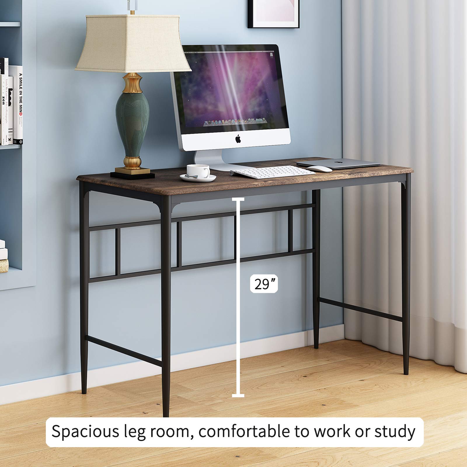 O&K FURNITURE Computer Desk, Industrial Computer Table Office Desk Workstation for Home Office,47 inch Study Writing Desk,Brown