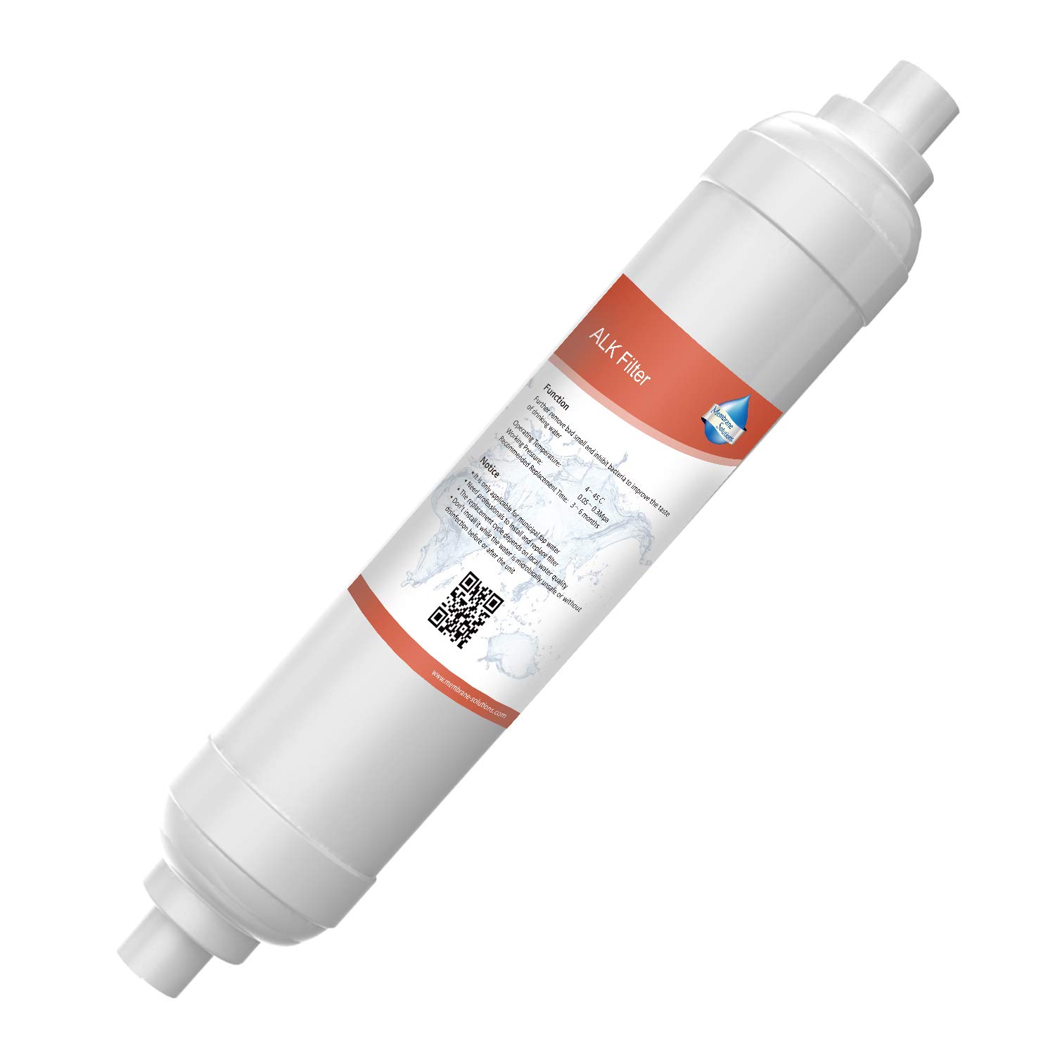 Membrane Solutions Alkaline Filter Replacement, Mineral, Antioxidant, pH + Water Filter Replacement, 10 inch Inline Quick Connect Filter for Under Sink and Reverse Osmosis System