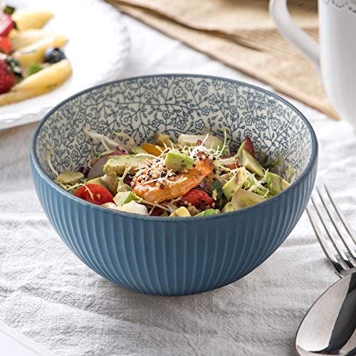 SULIVES Cereal Bowls Set of 4, 6 Inch Ceramic Bowls for Kitchen, Colorful Cute Serving Bowls Set for Soup Salad Pasta Ramen Fruit - 26 OZ