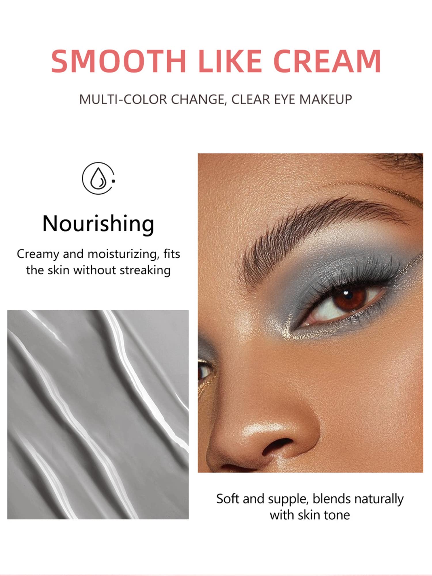 MAEPEOR Liquid Glitter Eyeshadow Set 9 Colors Black Grey Silver Smokey Eyeshadow Longlasting Waterproof Smooth Creamy Eyeshadow Set (9 Colors Set 1)