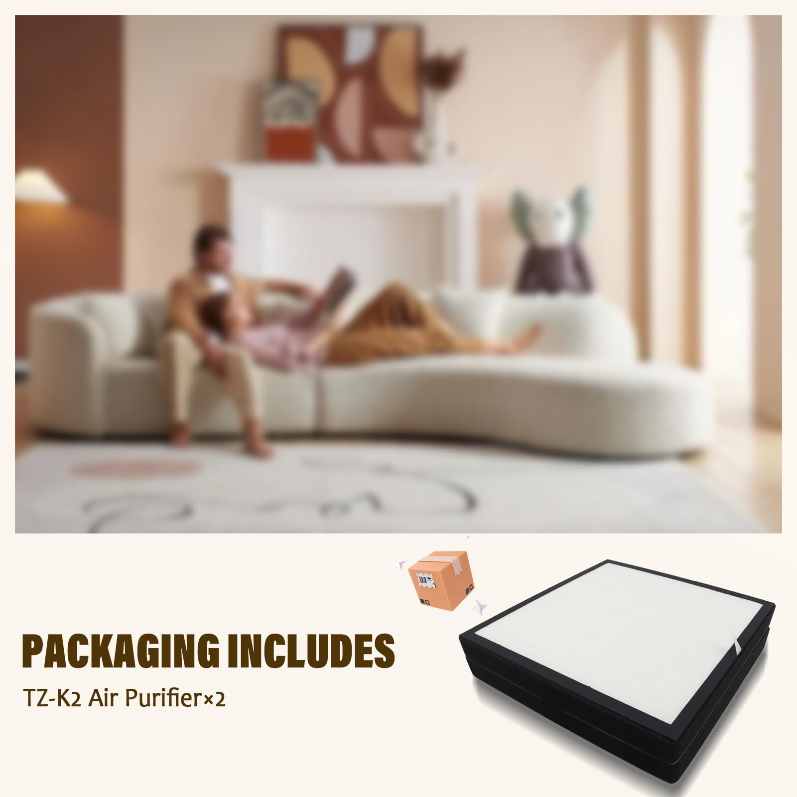 Zejoot TZ-K2 Air Purifier Replacement Filter Compatible with ToLife, H13 Grade True Hepa filter＋Activated Carbon＋Pre Filter, 3-in-1filter for Home 2pc