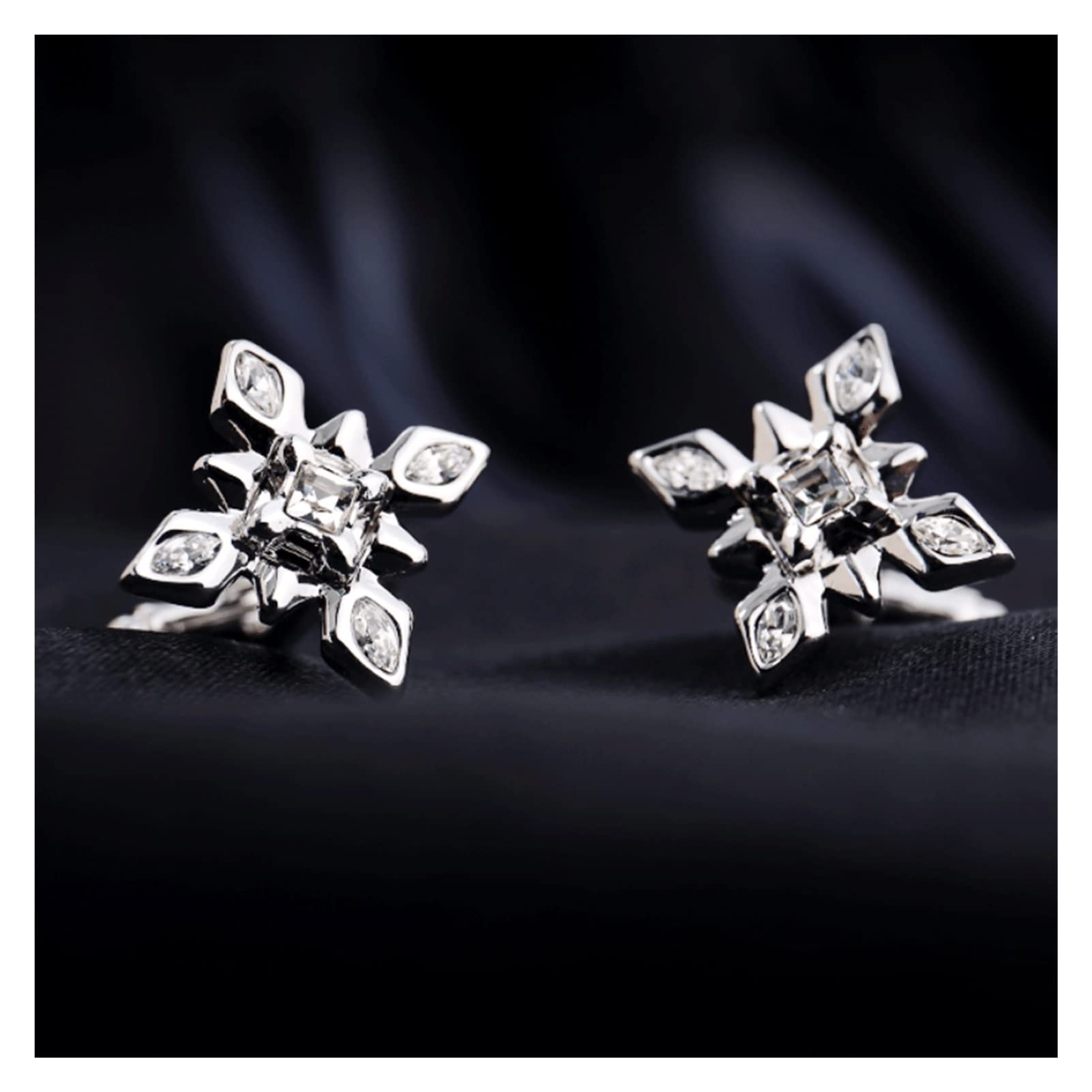 Snowflake Metal Cut Face Cufflinks Men's Shirt Cuff Nails Crystal Platinum Plated Gift Box (Color : A, Size : One Size) (A One Size)