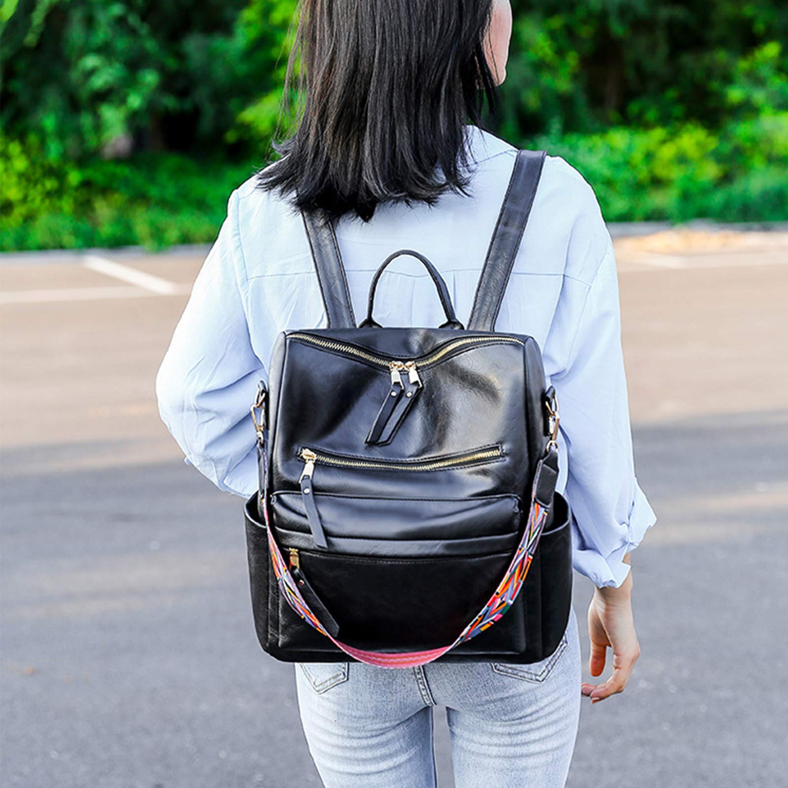 UULMBUJ Women Backpack Purse Convertible Daypack Fashion Designer Travel Casual Shoulder Bag, Cow-OffWhite-2Pack
