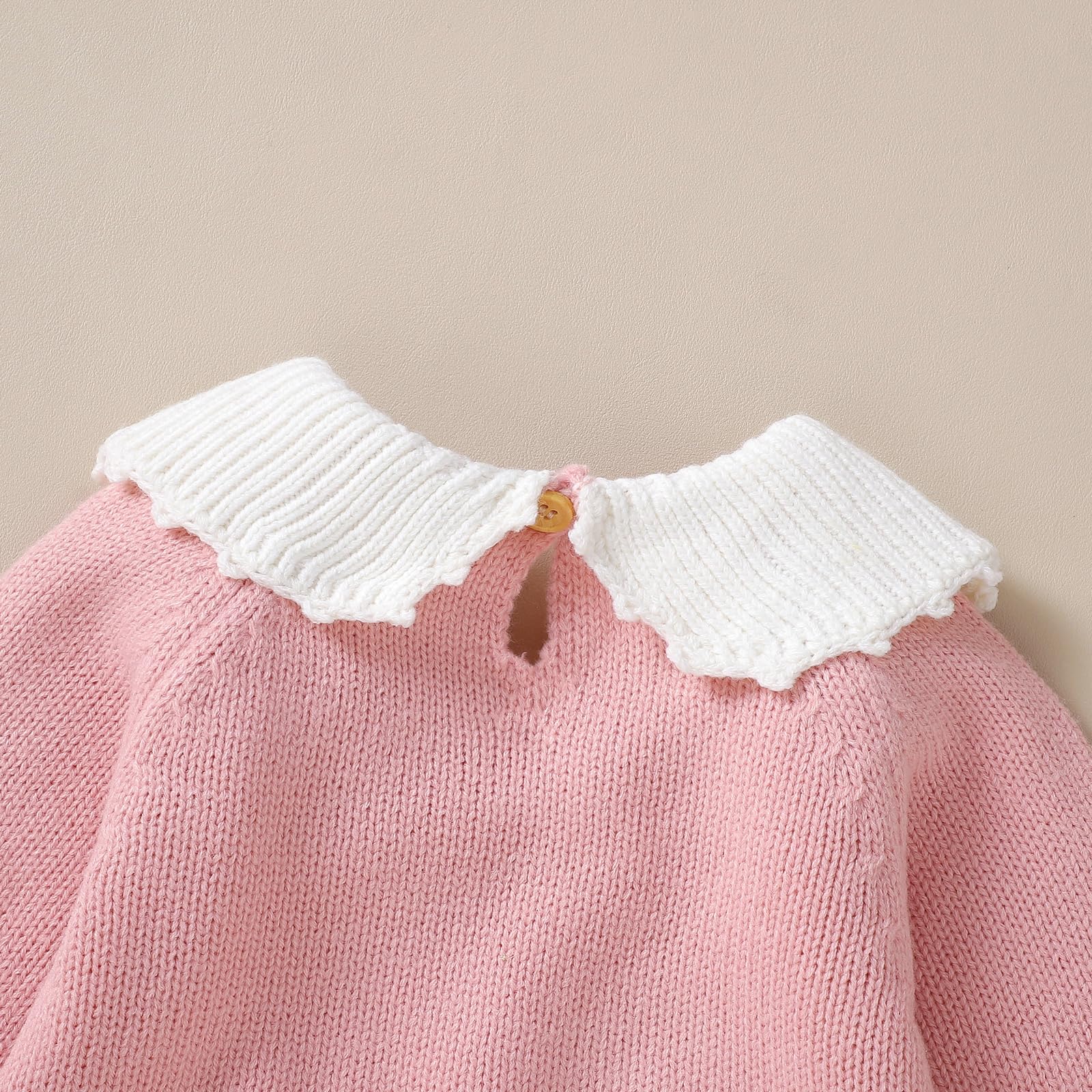 XIXIXIU Baby Cute Sweater Flower Embroidery Warm Knitted Bodysuit For Spring Photography Comfy Romper Clothes Pink 1-3 Months
