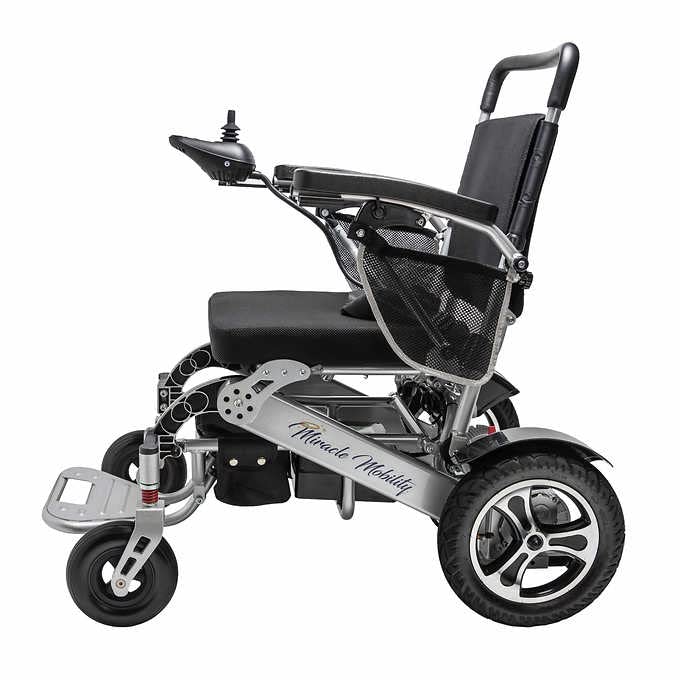 Miracle Mobility Platinum 8000 Electric Wheelchair, 61 LBS, Foldable, Aluminum, Portable, Compact, with Two Powerful Motors, Approved for Airline Travel (Silver)