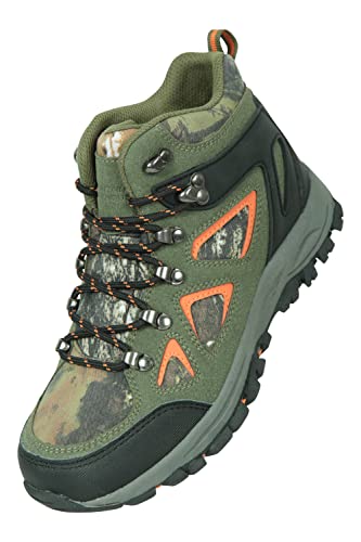 Mountain Warehouse Waterproof Kids Boots - Breathable Hiking Shoes Khaki Kids Shoe Size 1 US