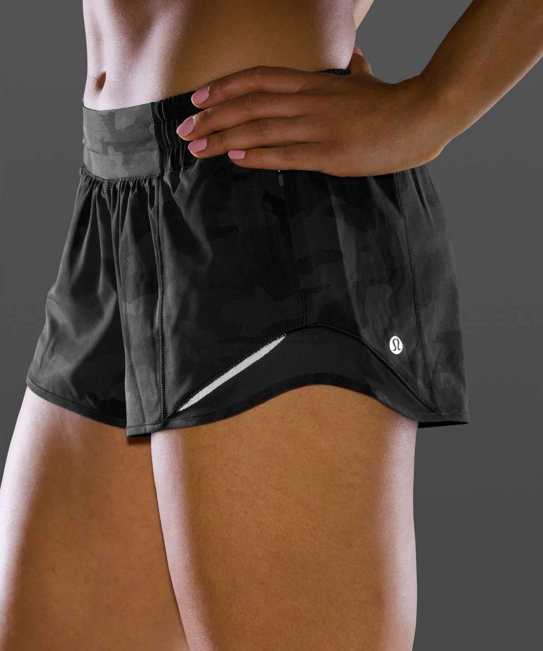 lululemon Hotty Hot Short (2.5" Inseam, 8, Heather Lux Multi Black/Heathered Black)