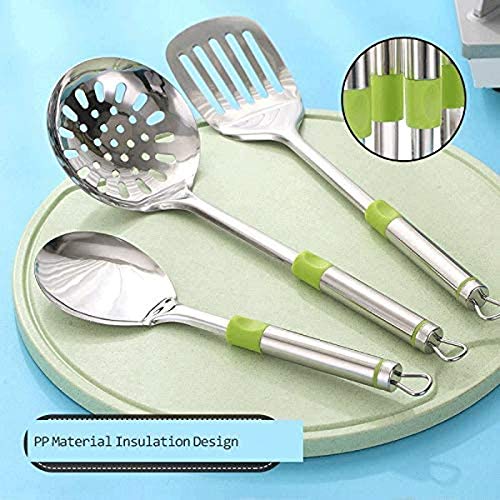 LMMDP Kitchen Suit Cooking Shovel a Soup Spoon Scoop Colander Full Set of Cooker Household Stainless Steel Kitchen Ware Seven