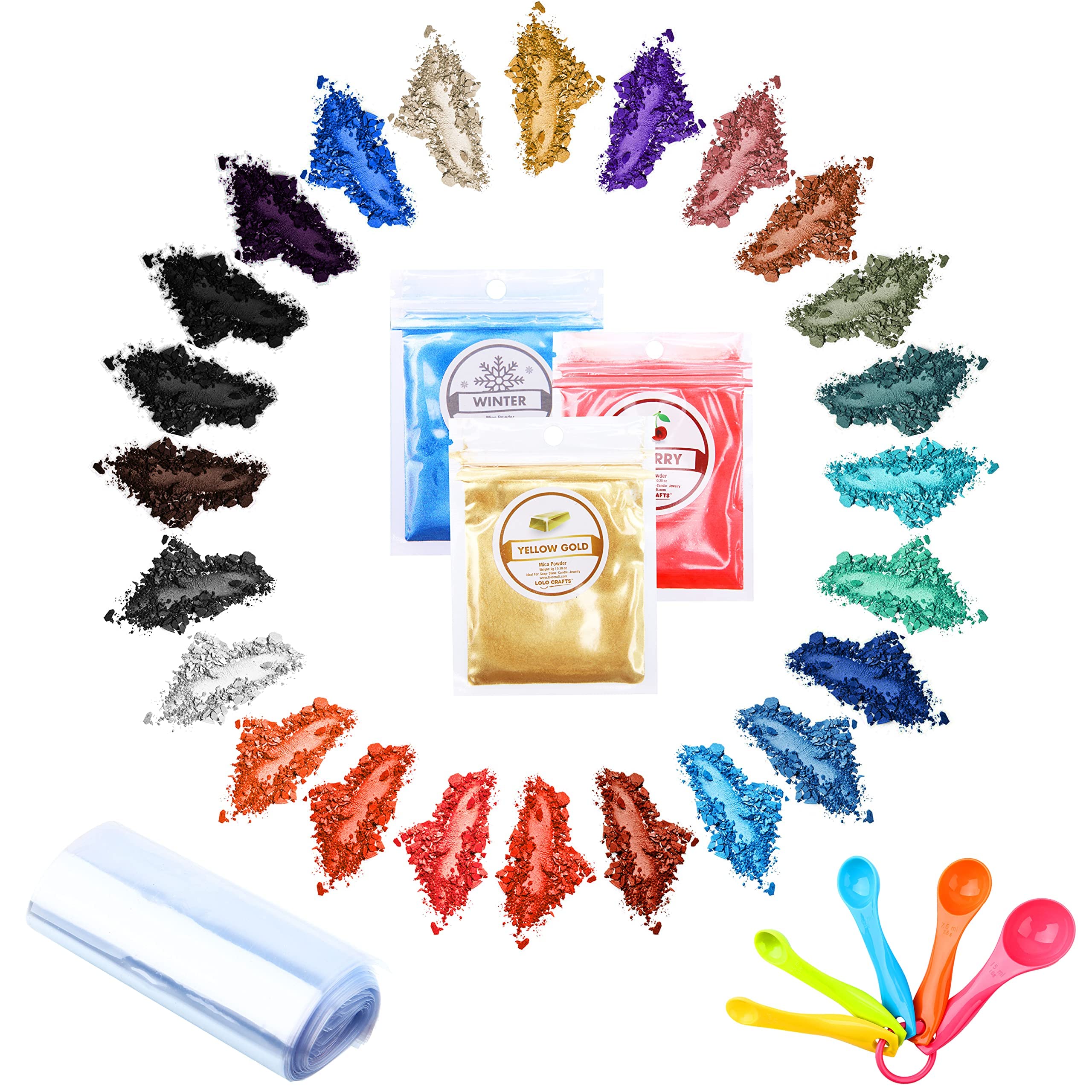 Mica Powder - (24-Pack/ .18 Oz Each) Color Soap Making Epoxy Resin Pigment, Bath Bomb, Candle, Nails