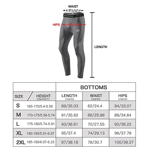 MEETYOO mens for Men, Cool Dry Sports Workout Running Tights Leggings Compression Pants, 3pcs-c, Large US