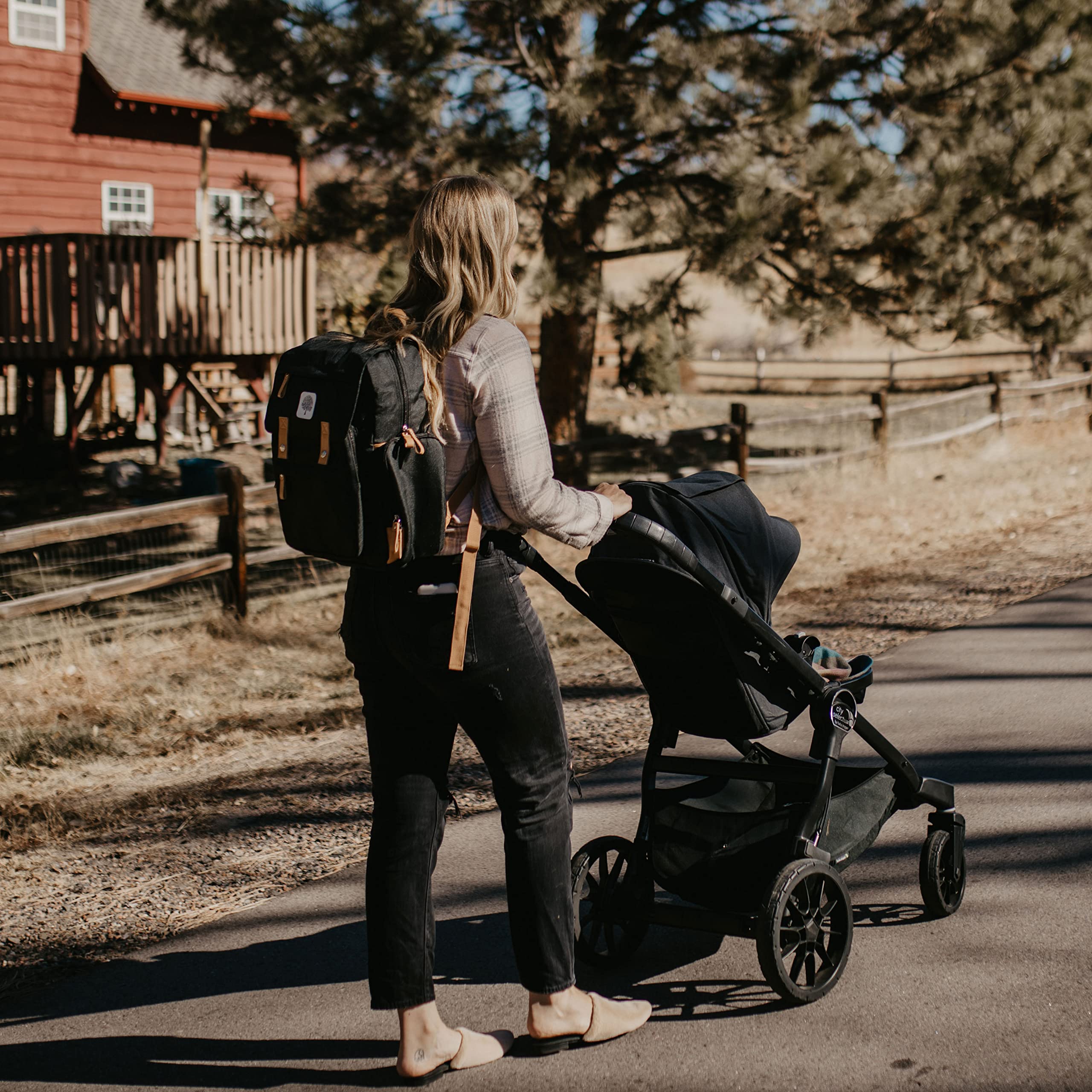 Parker Baby Diaper Backpack - Large Diaper Bag with Insulated Pockets, Stroller Straps and Changing Pad -"Birch Bag" - Black