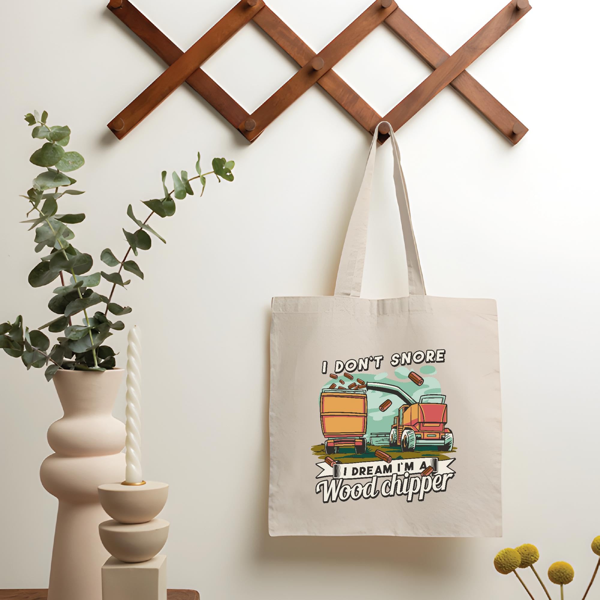 Men Wood Chipper Inspired Gift The perfect gift for DIY enthusiasts and tools lovers Natural White Multicolor Canvas Tote Bag