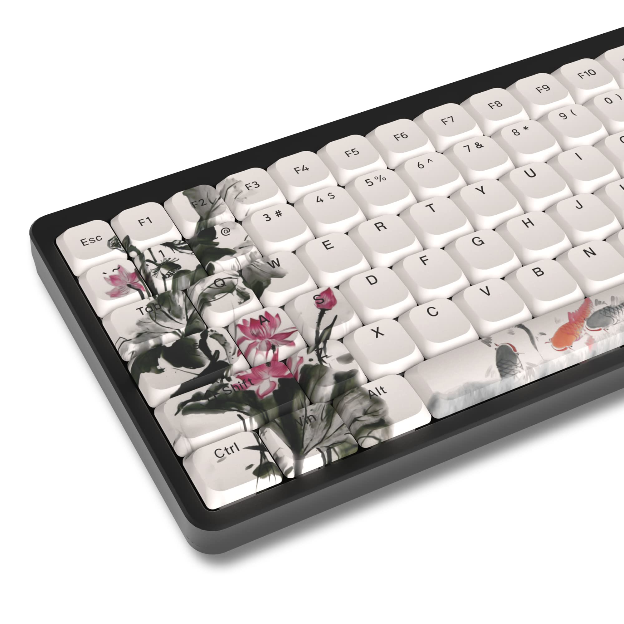 XVX Low Profile Keycaps - Lotus Keycap Set 116 Keys, DYE-Sub PBT Keycaps, Skyline Custom Keyboard Keycaps for 60% 65% 75% 80% 100% Cherry Gateron MX Switches Mechanical Keyboard