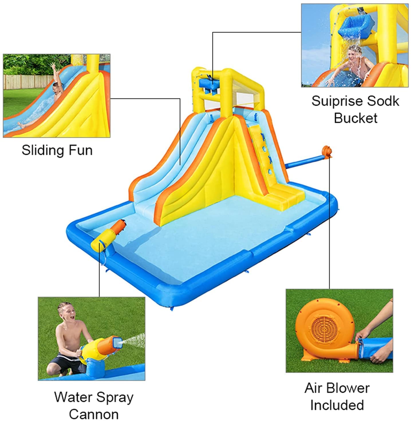 Thicken Bouncy Castle Inflatable Bounce House Full of Fun Water Pool Slide Activity Center Sets Up in Seconds Climbing Wall