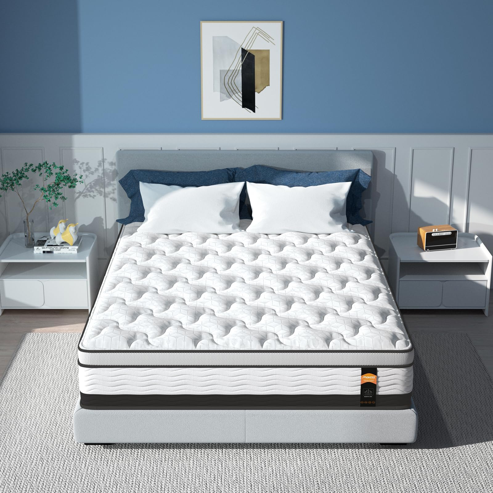 Maxzzz 12 inch Full Mattress in a Box, Hybrid Mattress with Memory Foam and Pocket Spring, Medium Firm, 54x74 inch