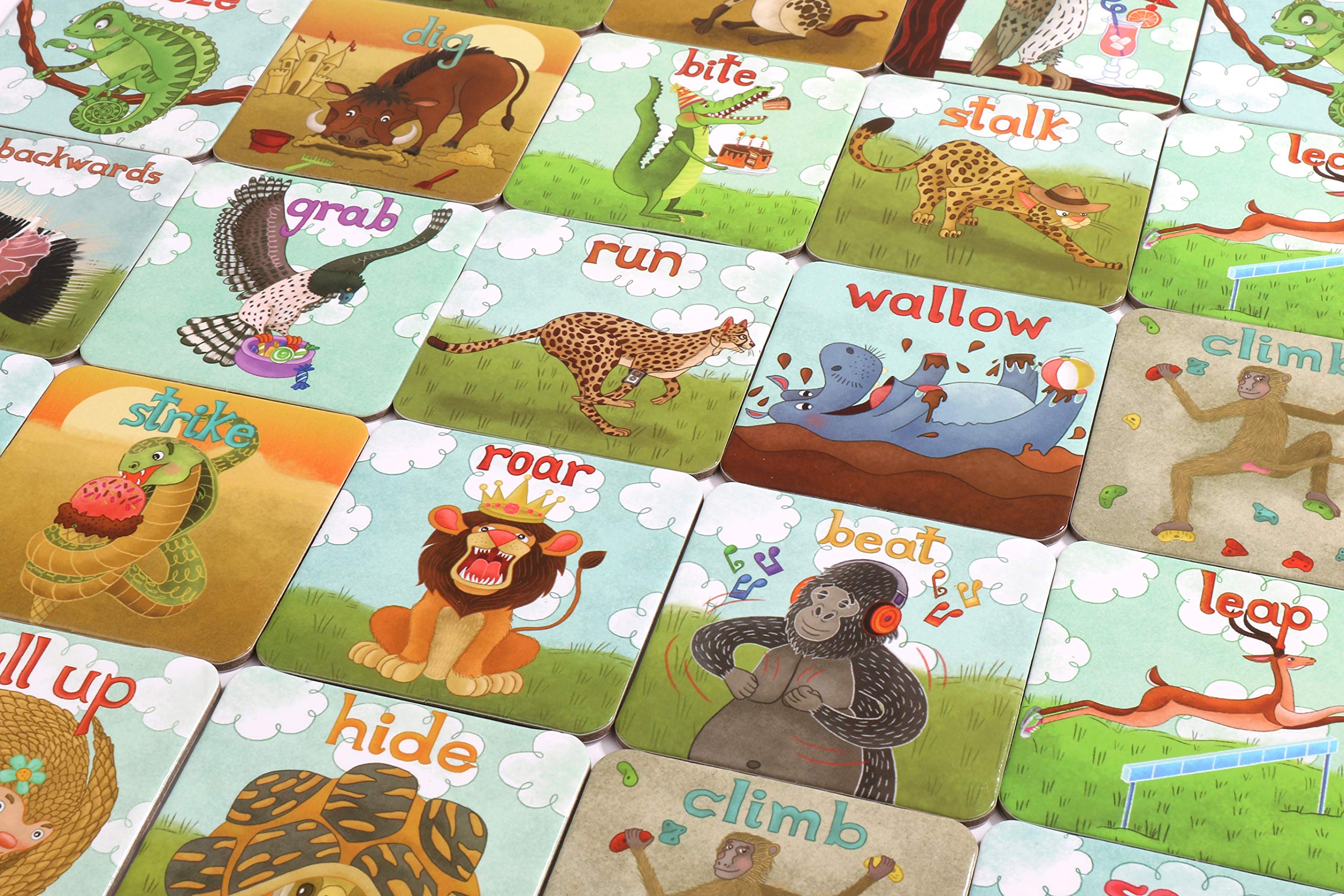 Movement Memory Game for Toddlers 2-4 Years β Educational Matching Game w/ African Animals - Memory Card Game with 28 Sets - Memorize and Match - Exercise & Improve Memory, Focus & concentration