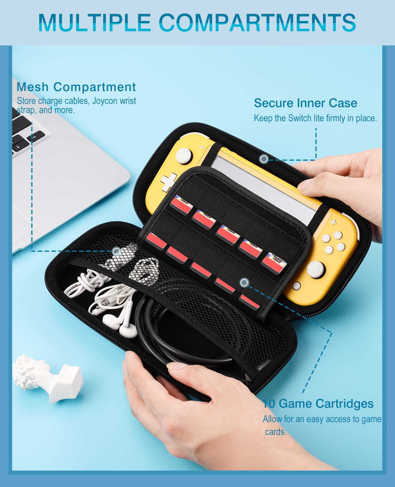 TiMOVO Carrying Case Compatible with Nintendo Switch Lite, Durable Hard Shell Game Storage Handbag Portable Travel Bag Protective Pouch with Pocket for 10 Game Cards & Accessories, Dreamy Nebula