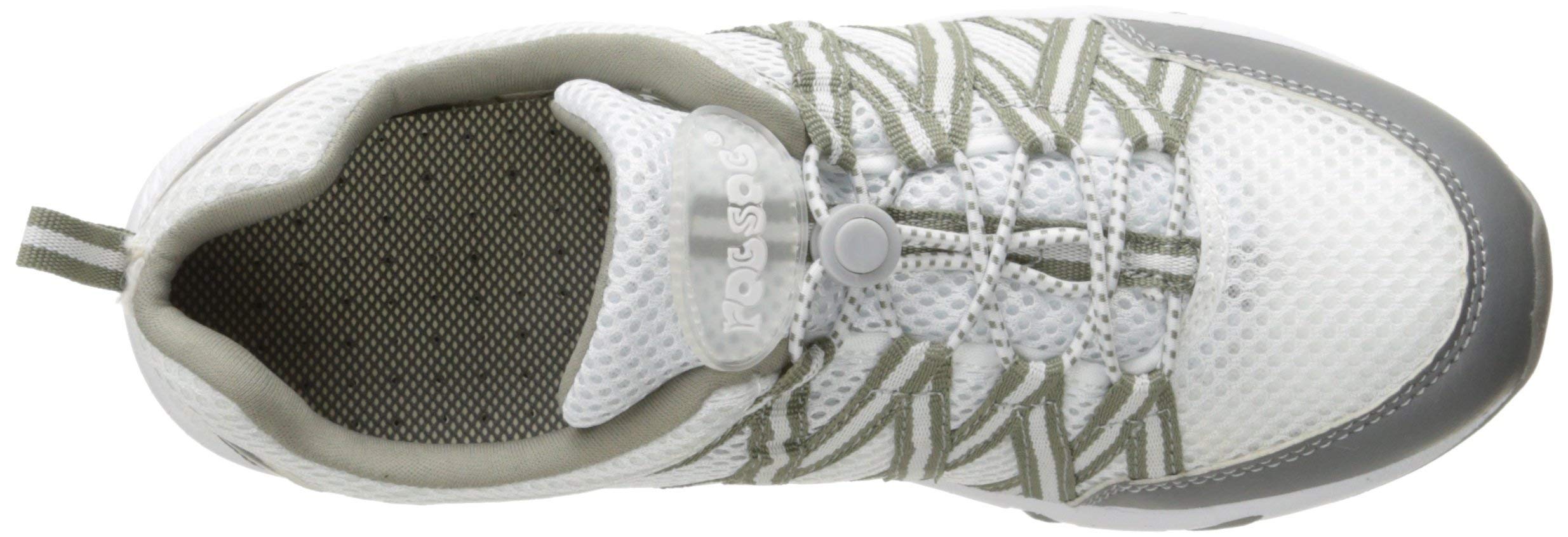 RocSoc Womens Water Dissipating Lightweight Mesh Walking Shoes, Breathable Design with Quick On and Off Laces, Comfort on Uneven Surfaces White/Grey