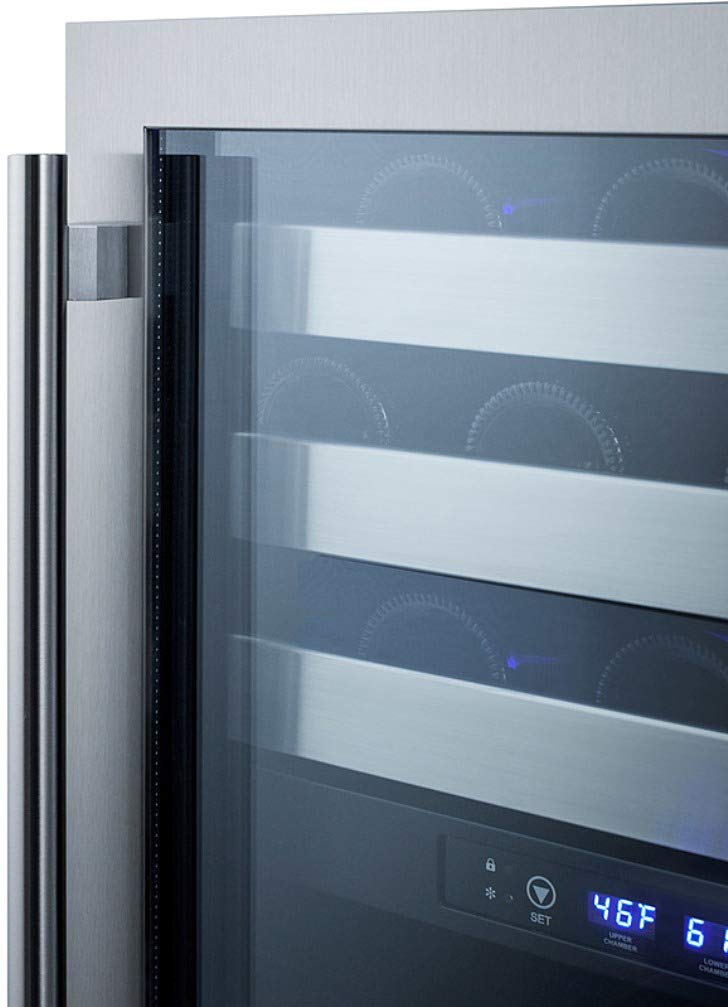 Summit Appliance ALWC532 24" Wide Built-In Wine Cellar, ADA Compliant; 46 Bottles; Automatic Defrost; Glass Door; Full-extension Shelving; Digital Control Panel; Interior Lighting
