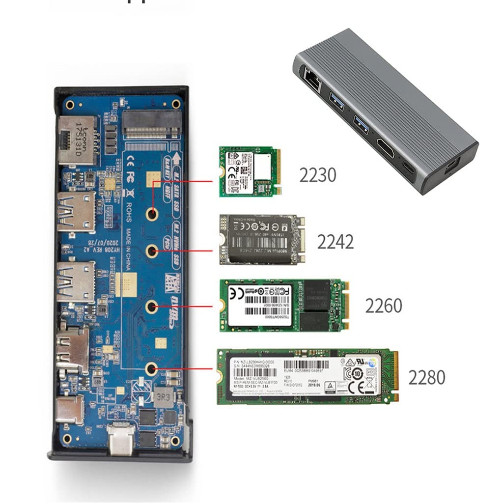 XXXDXDP 1000M LAN 10Gbps USB C HUB Type C 3.1 to M.2 NVME NGFF 4K 30Hz USB Expander Computer Accessories for