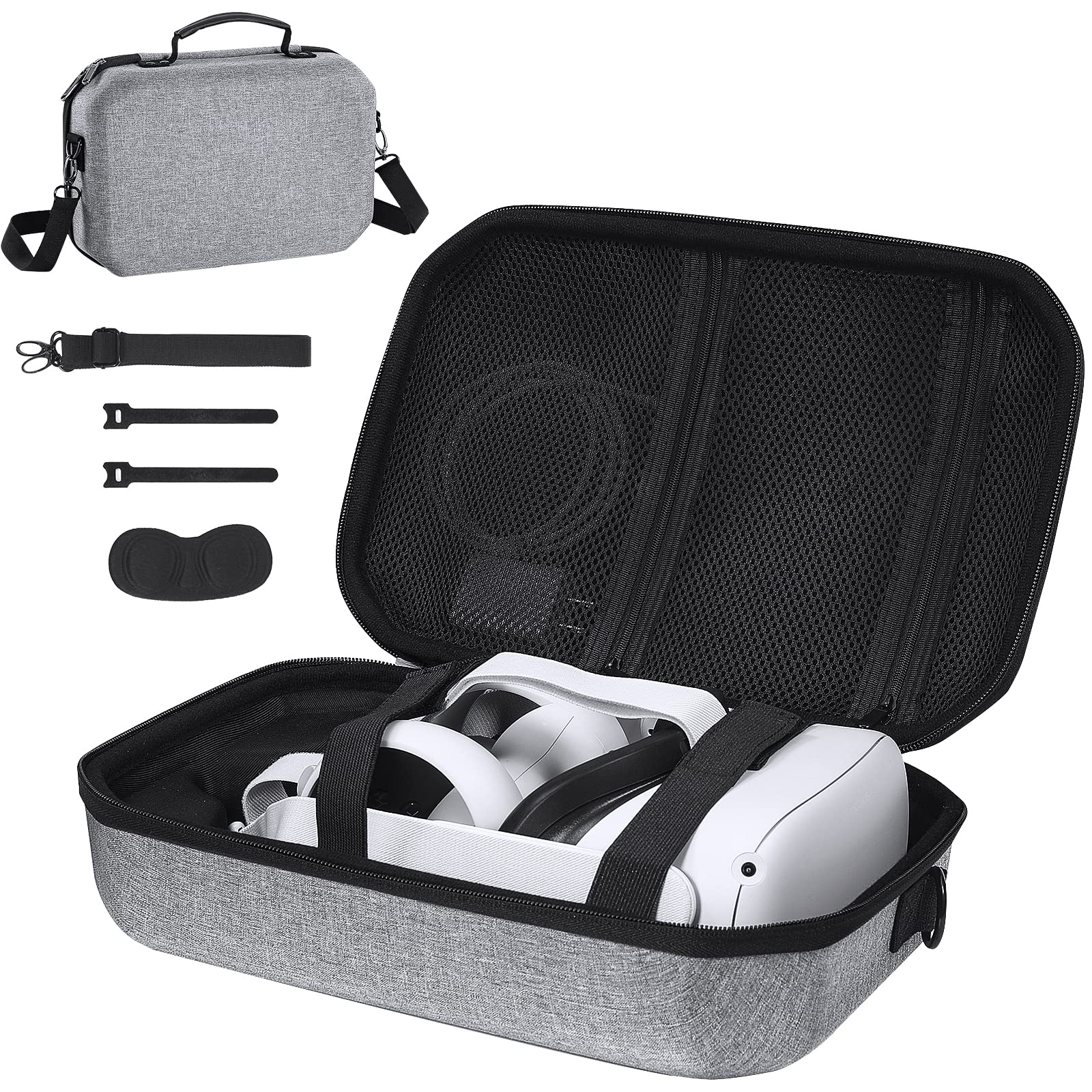 TiMOVO Hard Carrying Case for Meta/Oculus Quest 2,VR Travel Case Headset,Controller & Elite Strap, Lightweight Shockproof Protection Storage Case with Lens Cover, Shoulder Bag for Quest 2 Accessories