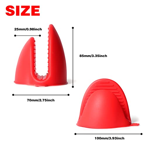 Yvnicll Silicone Oven Mitts Heat Resistant for Kitchen, Finger Protector Pot Holder for Kitchen,Cooking,Baking,BBQ - Heat Resistant Gloves(Red)