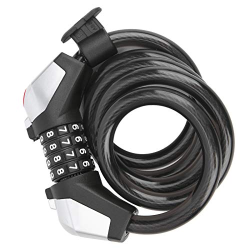 Vakitar Portable Mountain Bike Password Cable Lock with Light 4‑Digit Combination