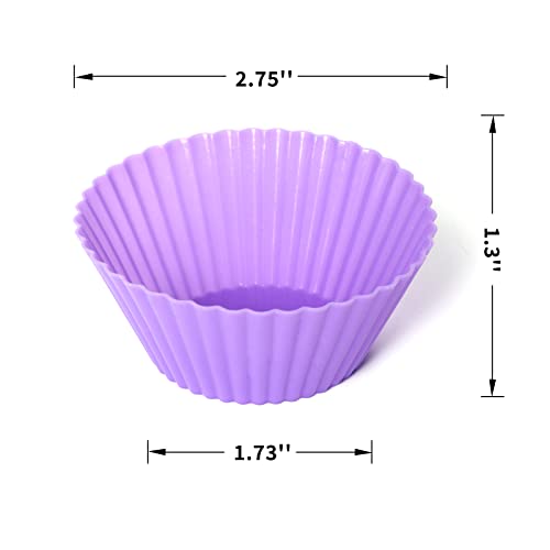 Yvnicll Silicone Baking Cups, Silicone Cupcake Liners Baking Cups Reusable Muffin Liners Non-Stick Cup Cake Molds Set,Muffin Liners - Pack of 24