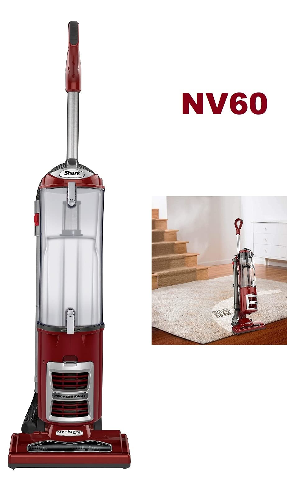 Shark Navigator Nv351 Blue Professional Canister Pet Pro Upright Vacuum (Renewed) (Shark Navigator NV60-RED)
