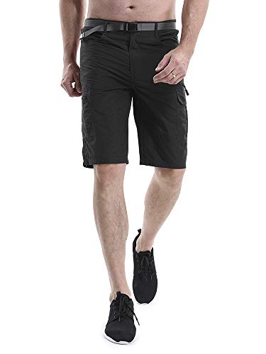OCHENTA Men's Quick Dry Cargo Shorts, Outdoor Lightweight for Hiking Camping Travel Black 32