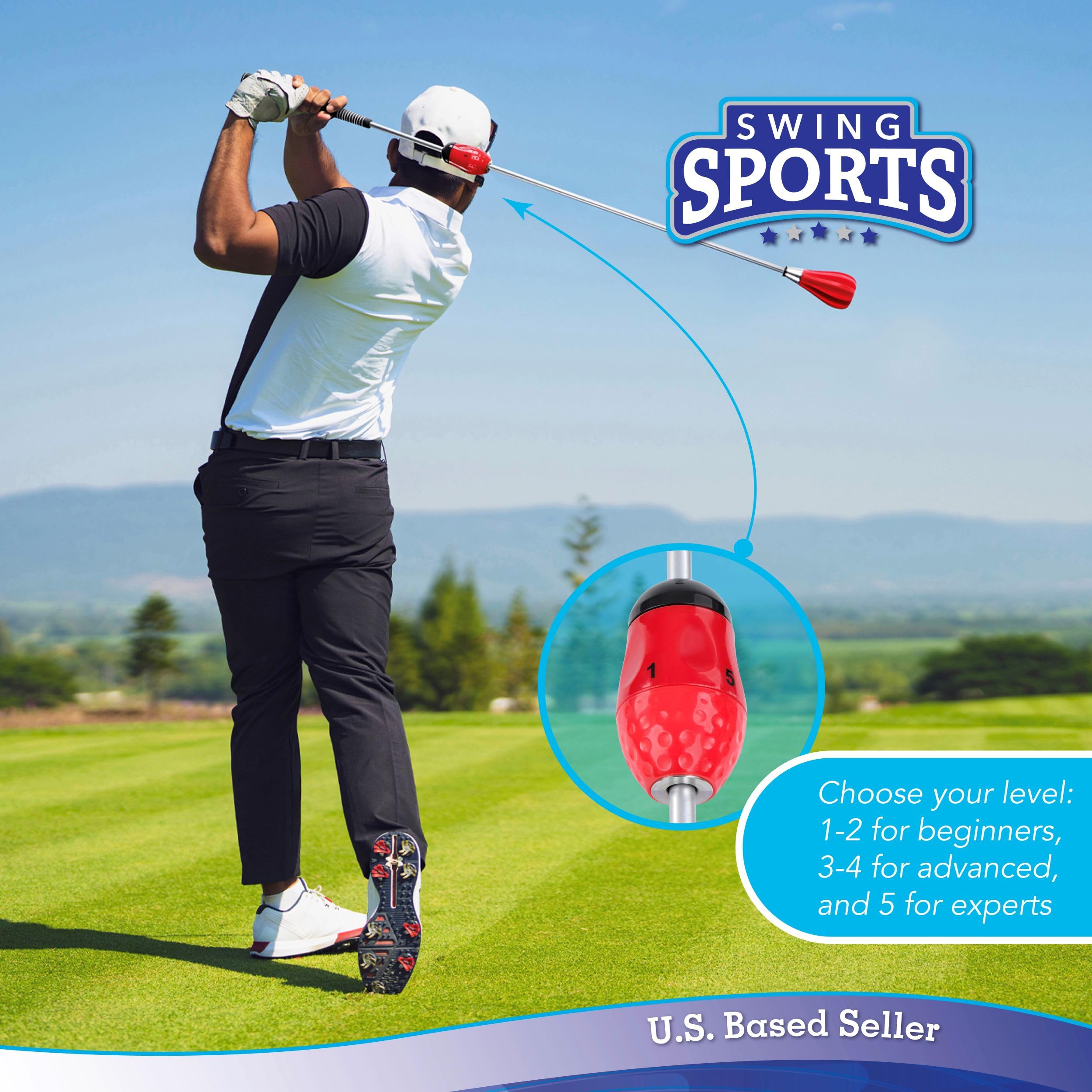 Swing Sports Driver Swing Trainer - 43.5in Long Easy Swing Golf Club with Magnetic Gear for Practice Swings and Warmups