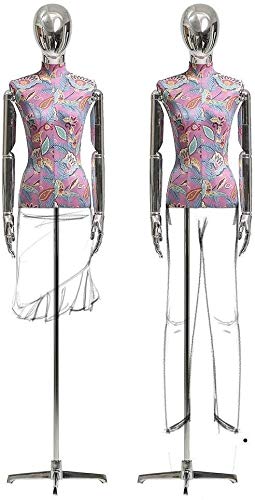 Mannequin Torso Mannequin Dress Form Torso Female Tailors Dummy Dressmakers Dummies Display Bust Silver Plated Arm with Plastic Detachable for Apparel Jewelry Show (C)
