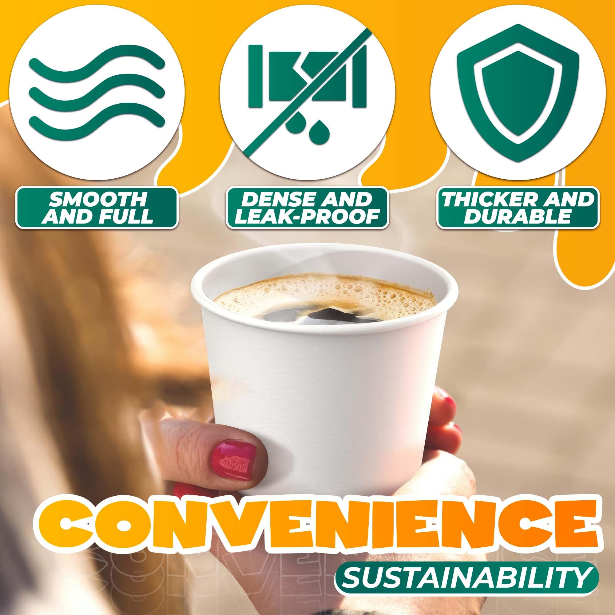 LEGLO 50Pcs Disposable Coffee Cups Reusable - 9 Oz Paper Cups for Drinking Disposable Cups Hot Beverage Cups - Tea Cups Party Paper Cups for Wedding Reception