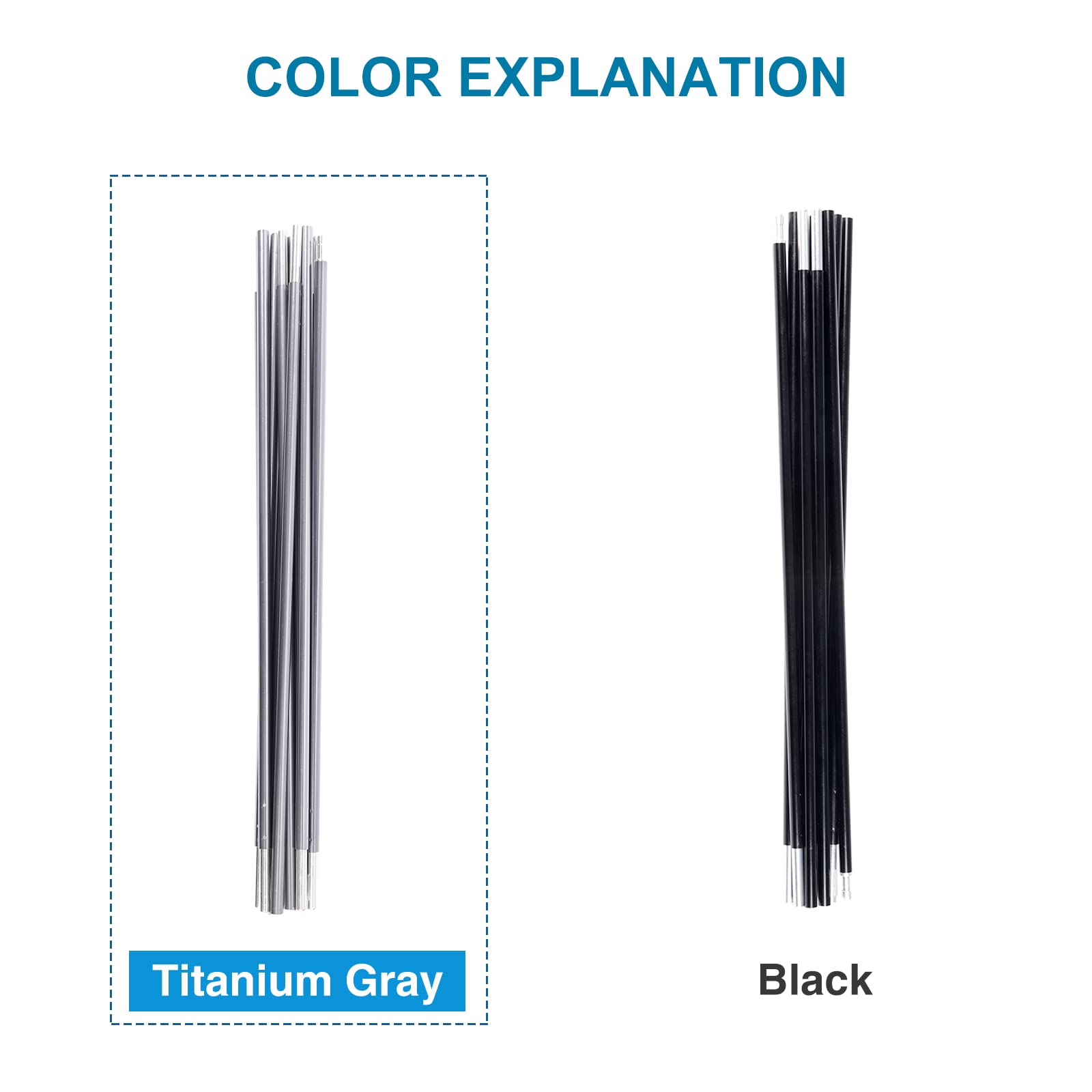 Tent Poles, BRILLIANCE4U Grey Tent Poles Replacement, Pre-Assembled Aluminum Tent Poles 16ft 4.5 in, 7001 T6 Heated Lightweight Tent Rod Outer Dia. 3/8” 9.5mm, 196.5 in 1 Pole