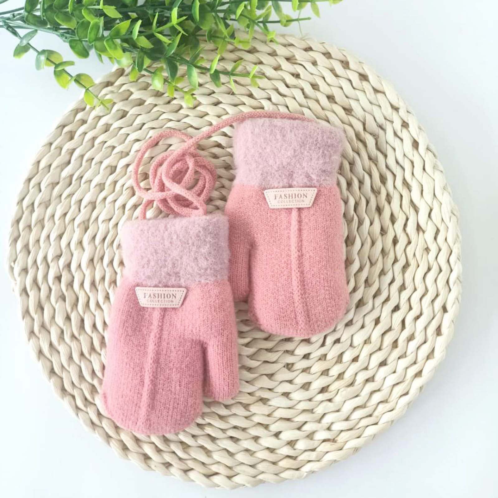 Toddler Gloves Winter Mittens for Baby Boys Girls, Kids Warm Fleece Lined Knit Mittens with String