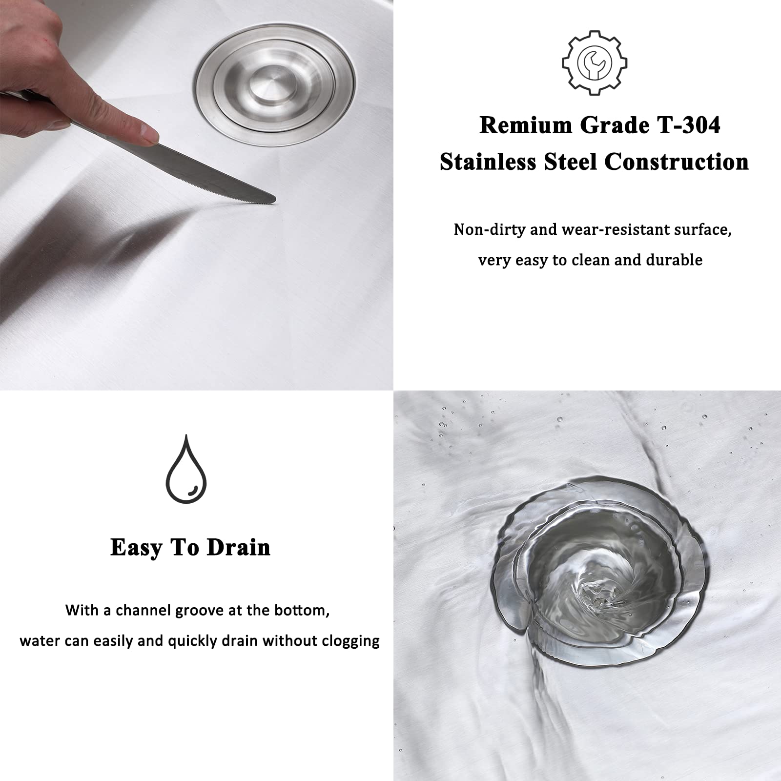 UFaucet 25×22 Drop in Kitchen Sink, 25 Inch Top Mount Stainless Steel Kitchen Sink, Modern Commercial Workstation Single Bowl Laundry Utility RV Sink with Accessories