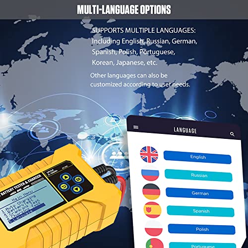 MR CARTOOL Automotive Battery Testers & Car Battery Charger, Car Cranking and Charging System Test Scan Tool Smart Digital Battery Analyzer for 12V Vehicles(AUTOOL BT380)